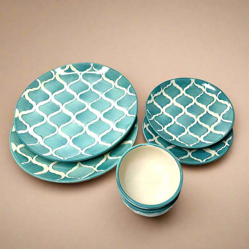 Banjara Market | Aqua Moroccan Dinner Set (Set of 6)