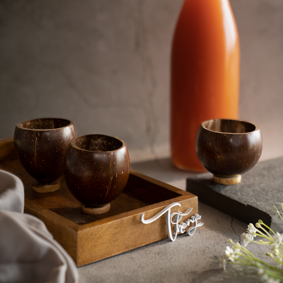 Coconut Shell Cup | Natural & Handmade ( Set of 2 ) – Banjara Market